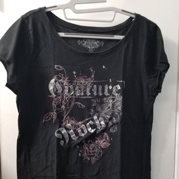 Mixit | Tops | Short Sleeve Couture Rock Teewith Foil And Flowers ...